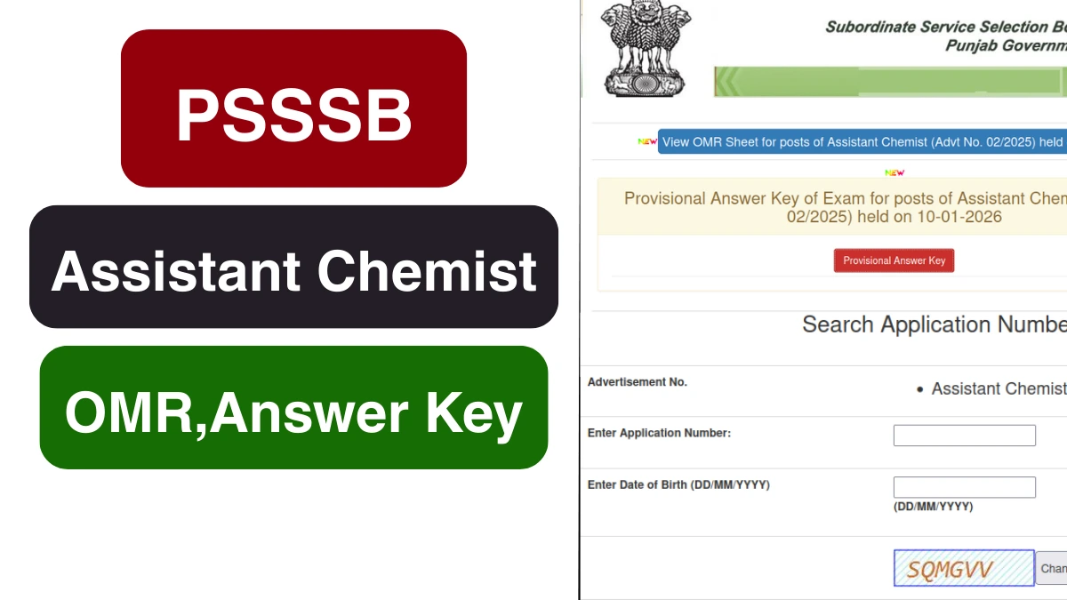 PSSSB Assistant Chemist Answer Key 2026 Out: Download OMR Sheet & PDF
