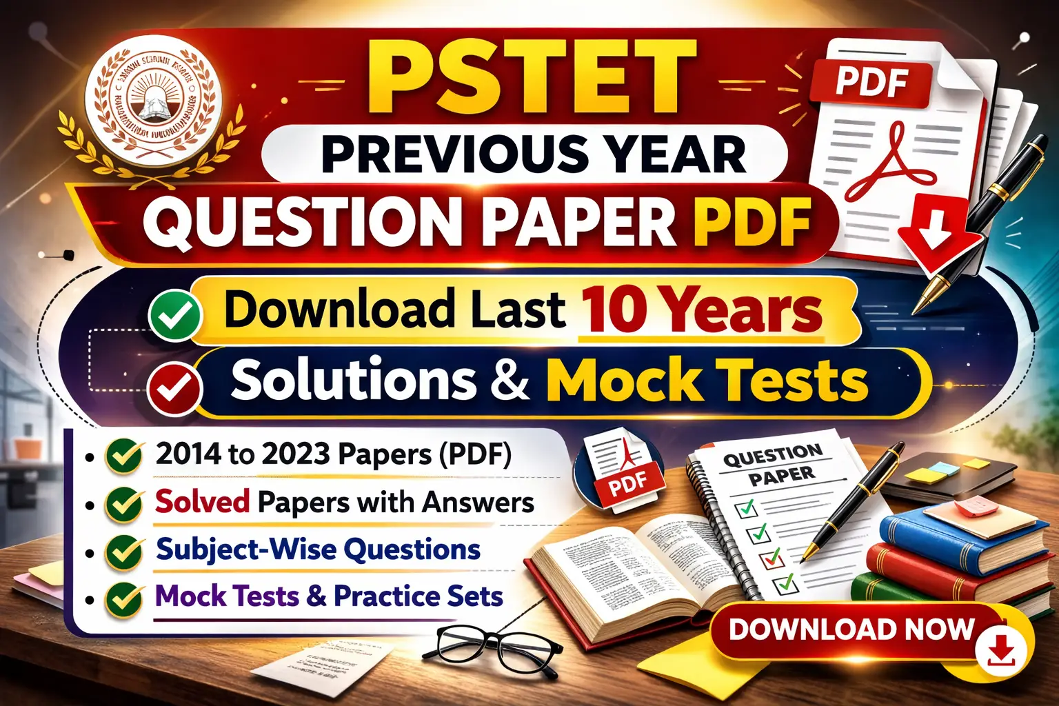 PSTET Previous Year Question Paper PDF: Download Last 10 Years