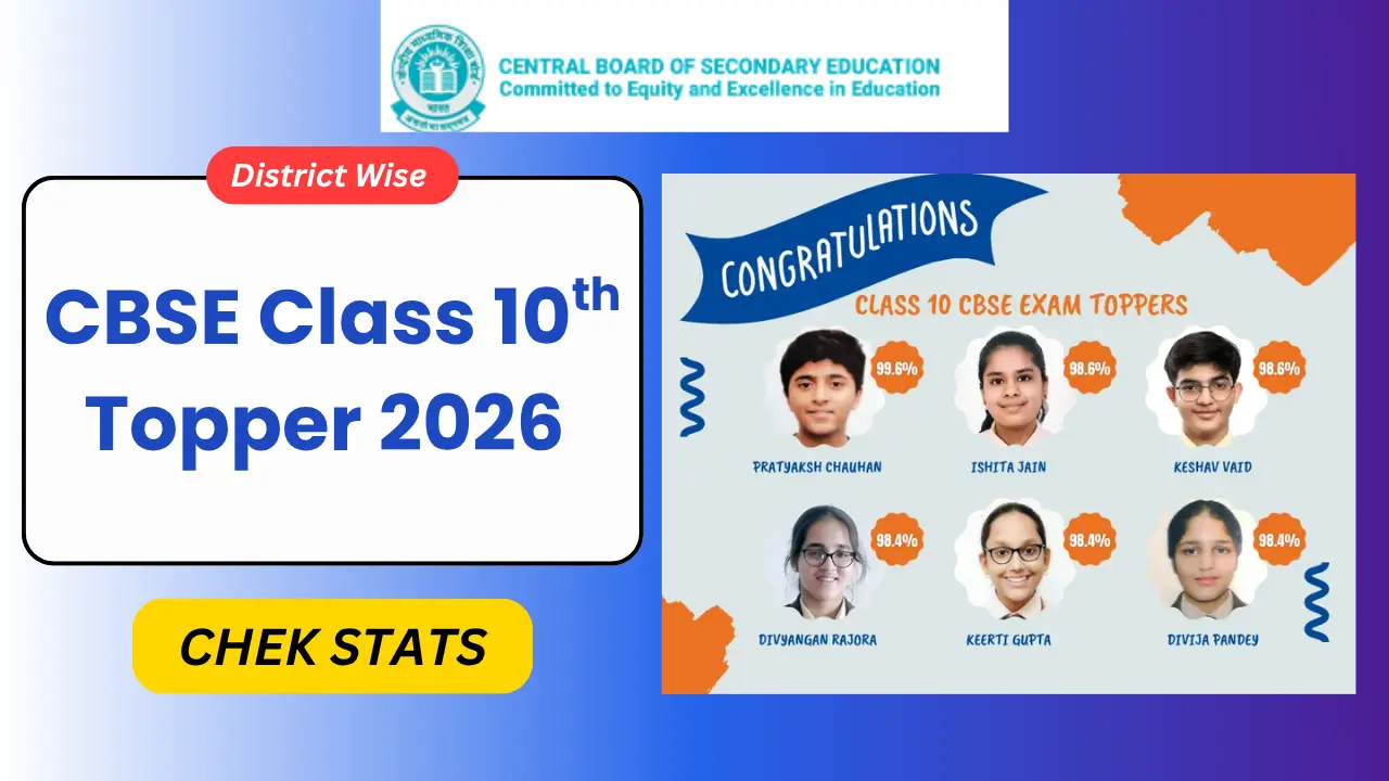 CBSE Class 10 Topper 2026 [OUT] – Marksheet, District Wise