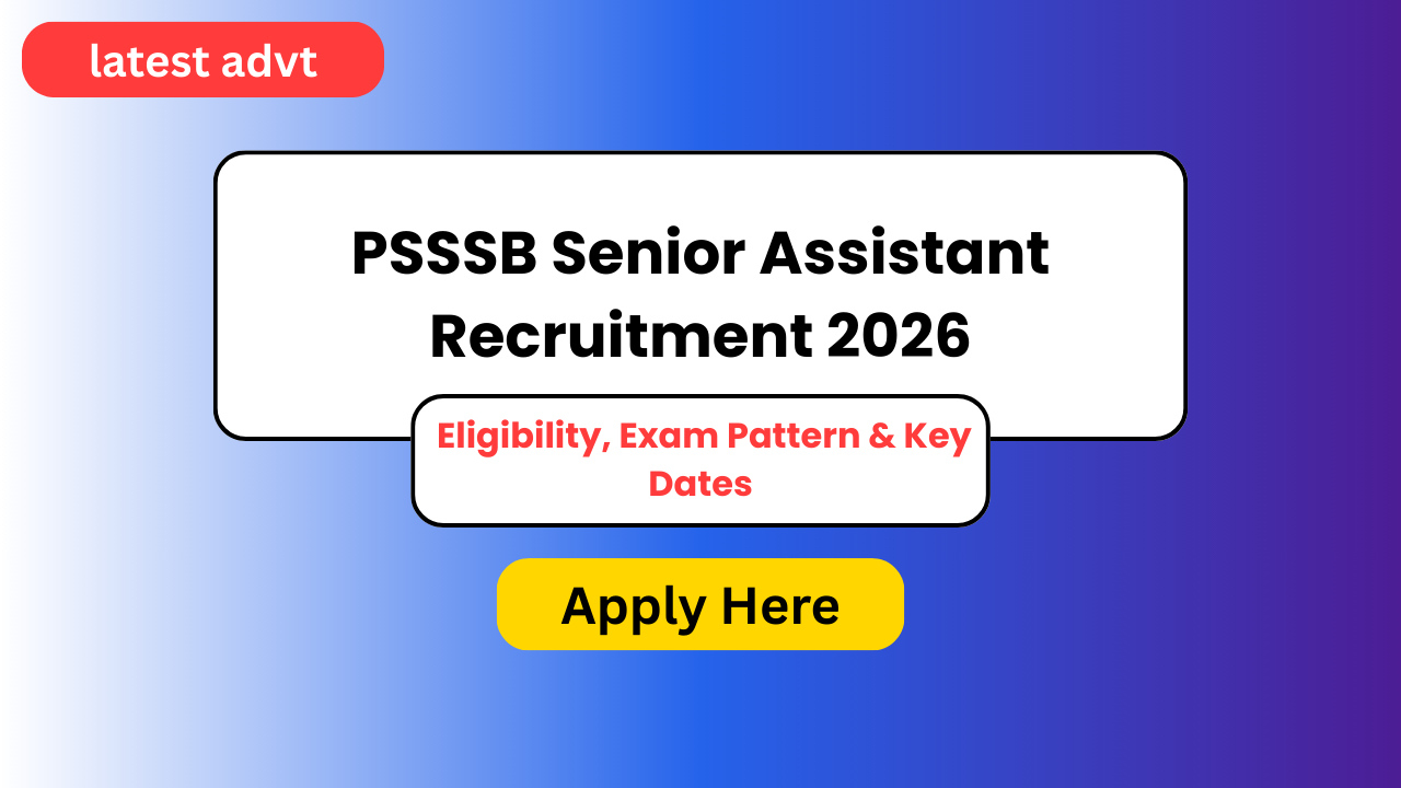 PSSSB Senior Assistant Recruitment 2026: Apply Online, Eligibility ...